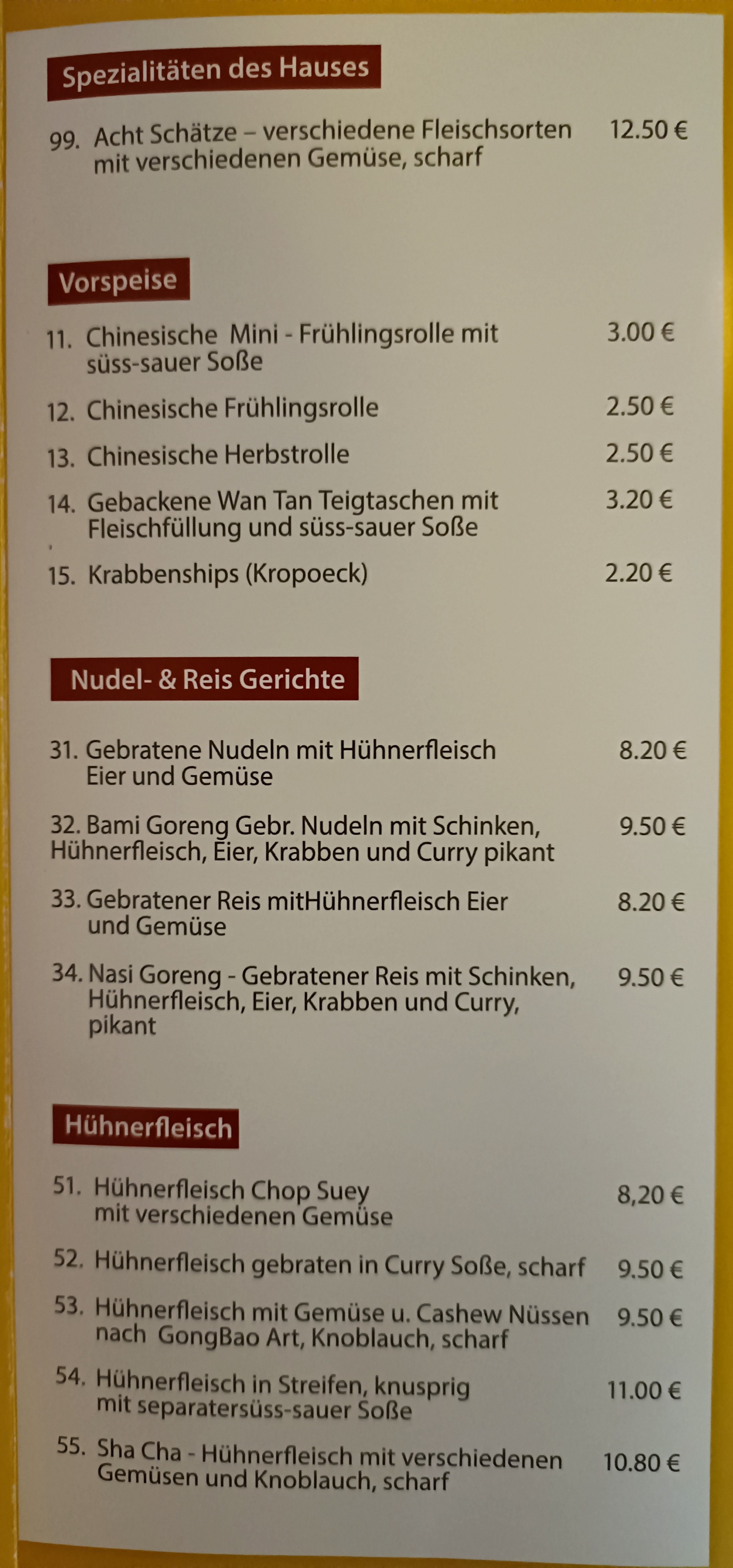 Speisekarte - Sunrise Restaurant, München